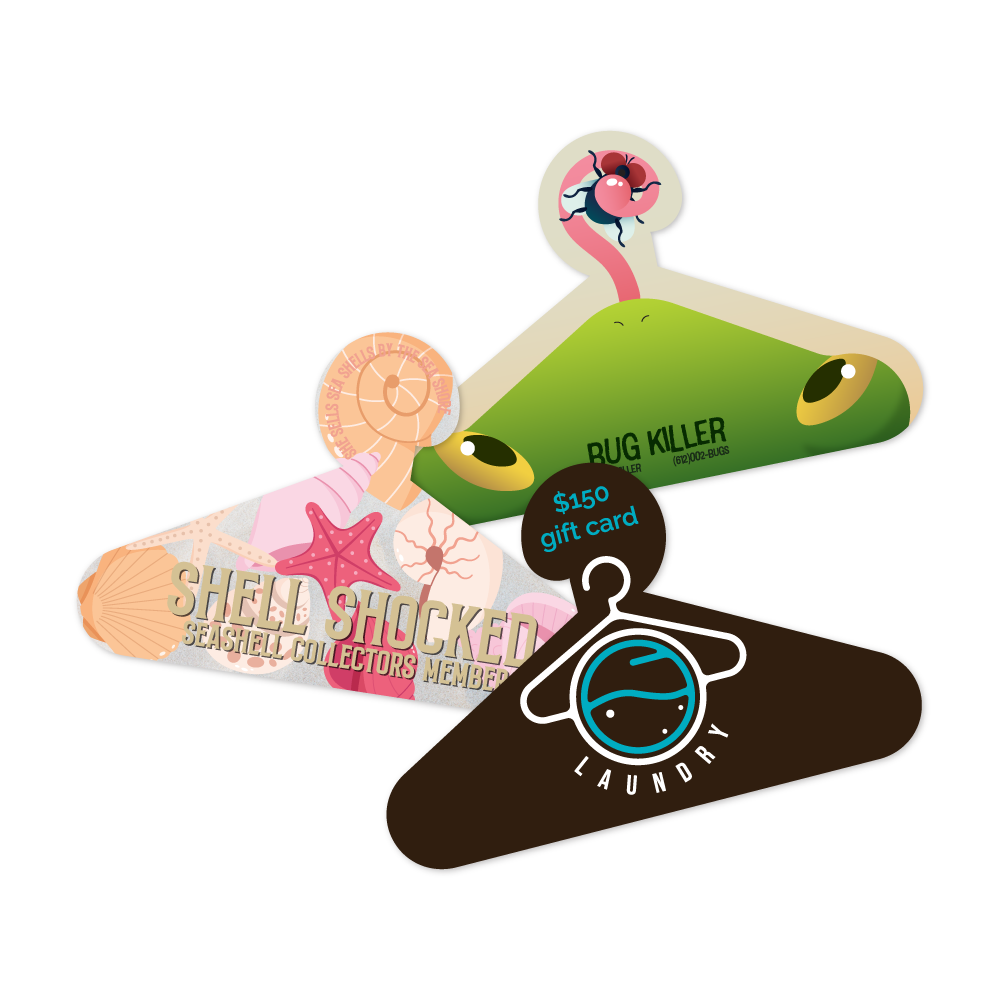 Custom Plastic 3.62" x 2.375" Coat Hanger Shape Cards – Plastic Printers