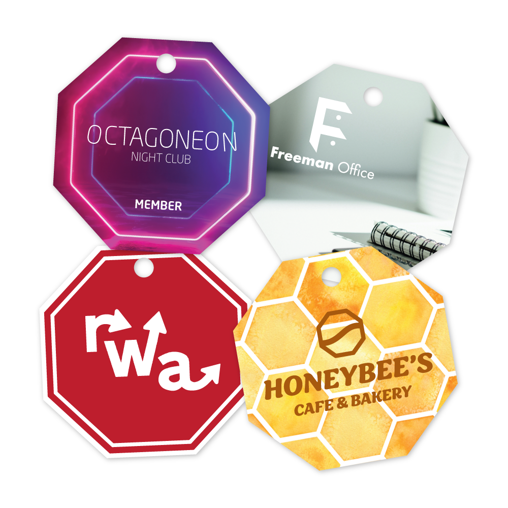 Custom Plastic 2" Octagon Shape Key Tags – Plastic Printers